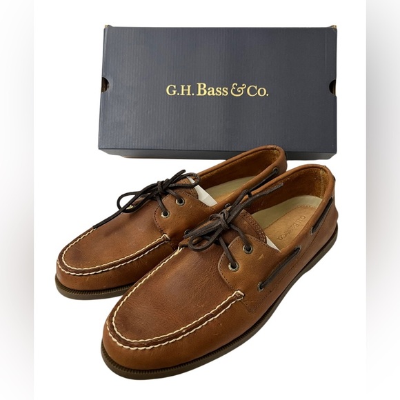 G.H. Bass & Co. | Shoes | New Gh Bass Co Mens Brown Leather Boat Shoes ...